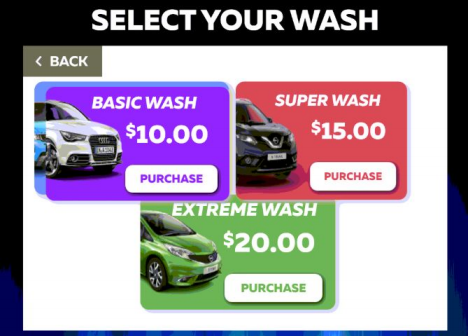 Purchase a Single Wash Screen Flow