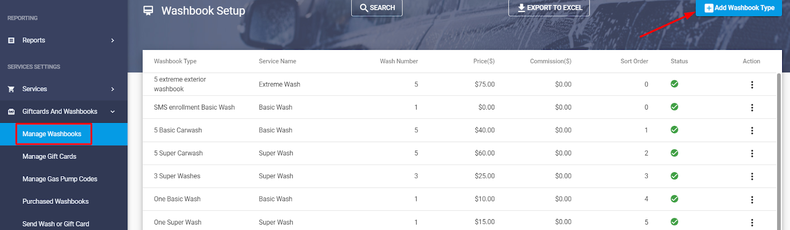 Selling Virtual Washbooks and redeeming them through the POS