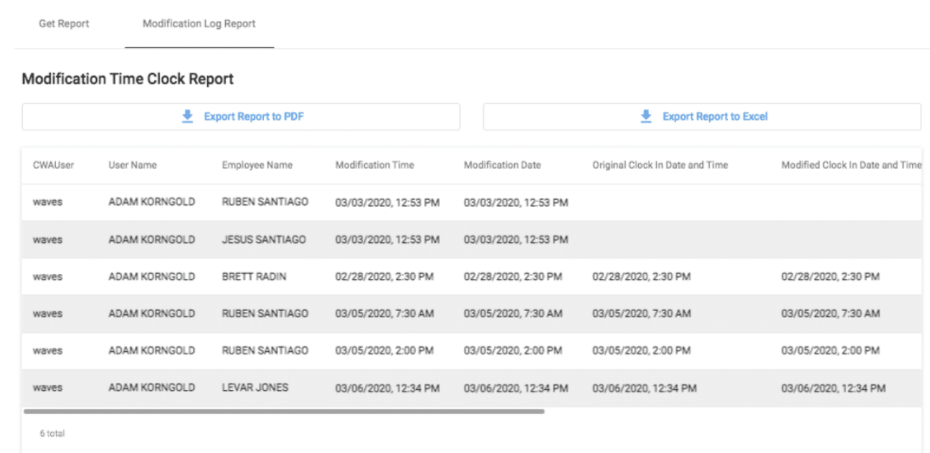 Modification Log Report