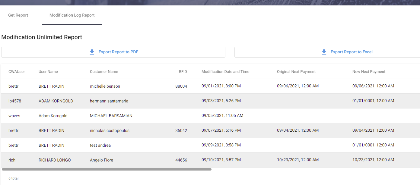 Modification Log Report
