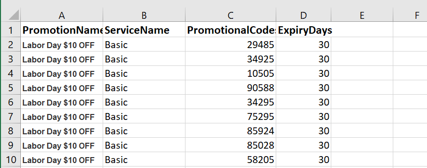 Manage Promotional Codes
