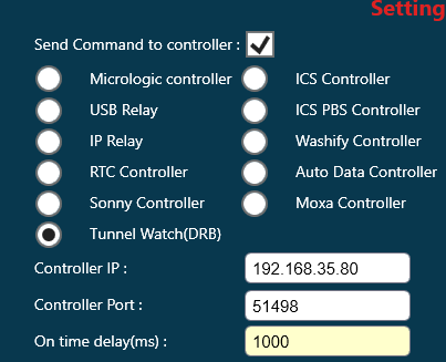 Washify Software DRB Tunnelwatch Settings